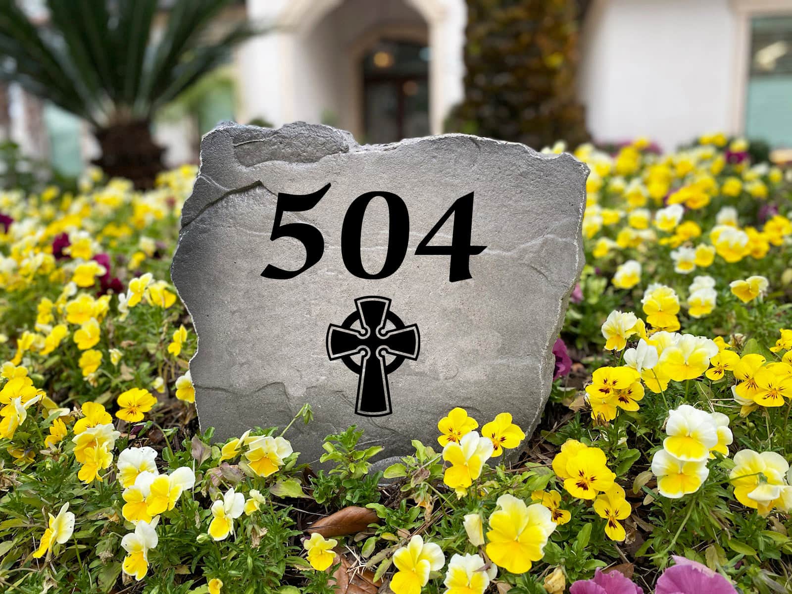 Personalized Celtic Cross Address Stone | Custom Christian Garden S...