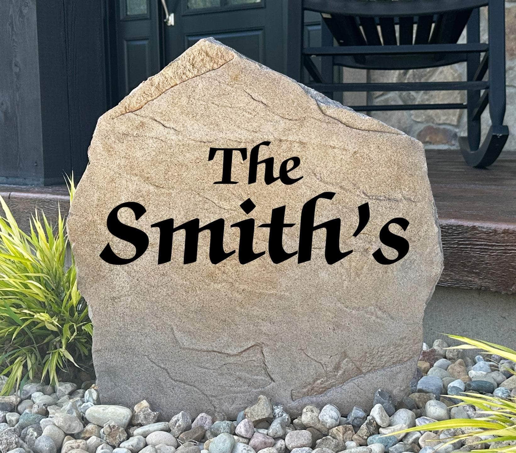 Name Stones - Bold Name Rock | Family Name Landscape Boulder | Lawn...