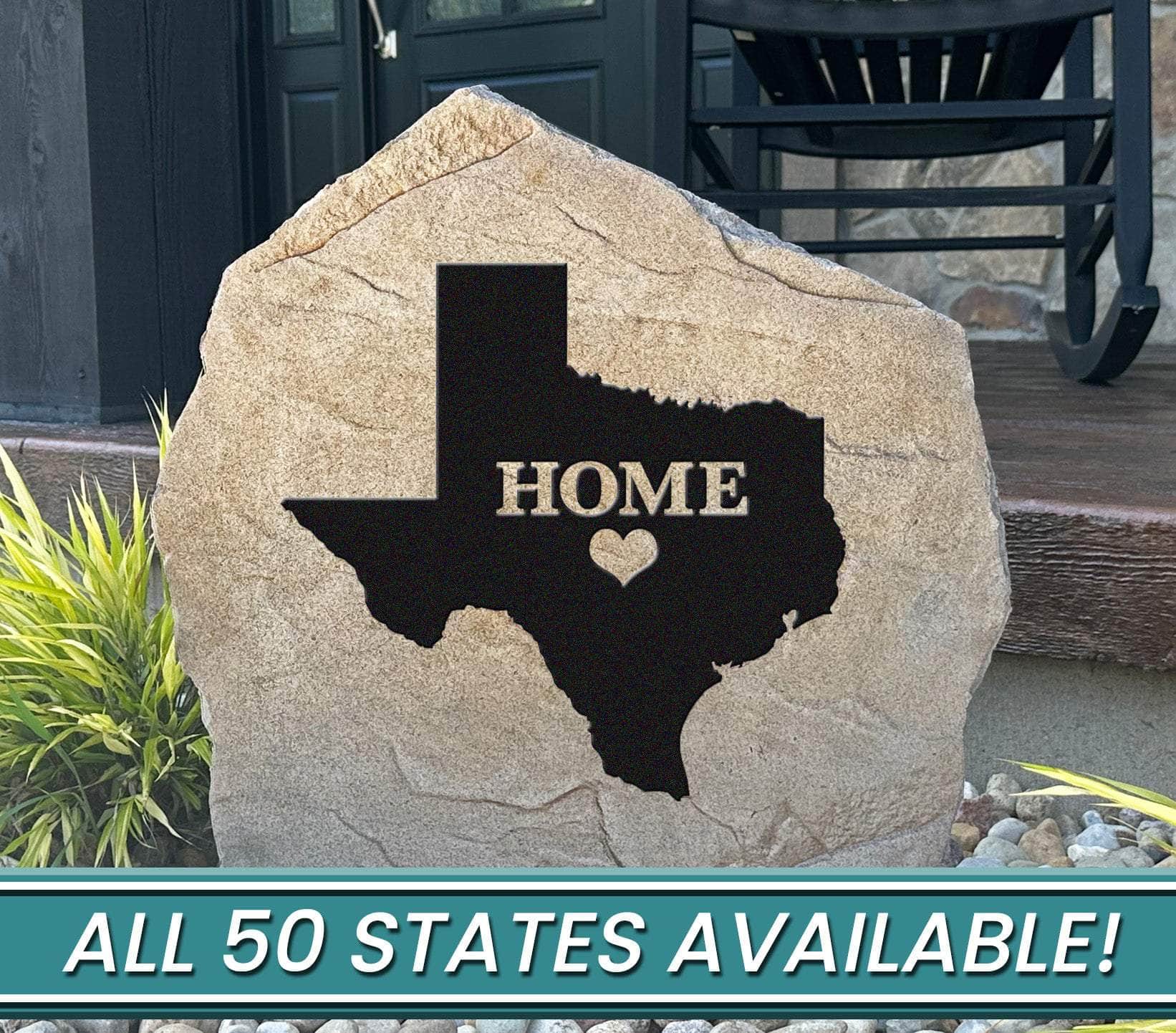 Home State Sign | Lawn Decor | Engraved Rocks – Design A Stone