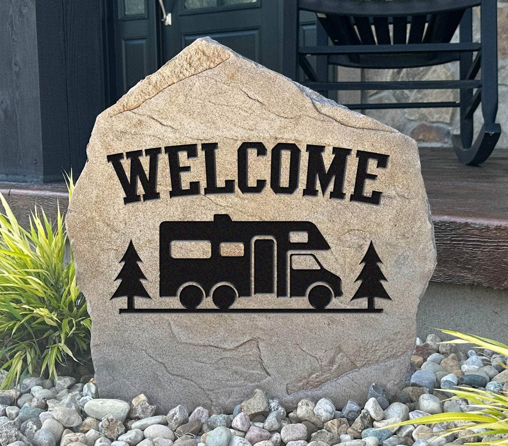 Welcome Stones - Welcome RV Stone | Campsite Sign | Engraved Rocks ...